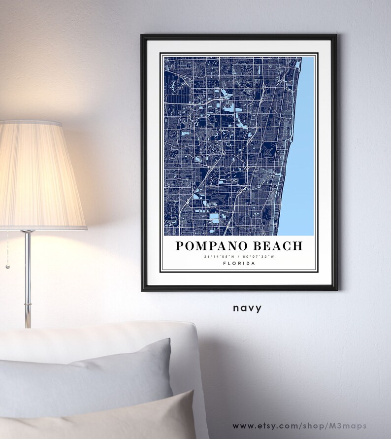Pompano Beach Florida Map Pompano Beach FL Map Pompano Beach - Etsy