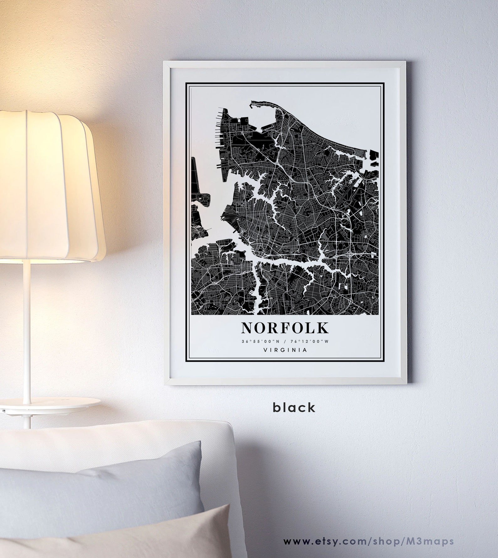 Norfolk Virginia Map Norfolk VA Map Norfolk City Map - Etsy