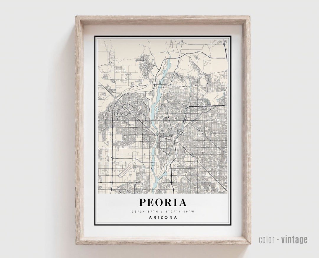 Peoria AZ Map Print Peoria Arizona City Poster Personalized Modern and ...