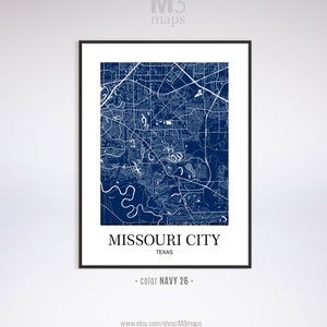 Missouri City Missouri City TX Map Missouri City Modern Art | Etsy