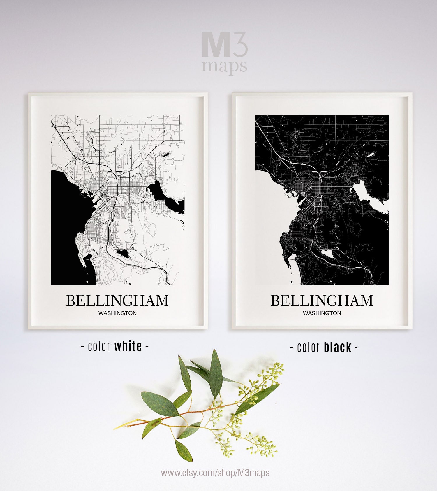 Bellingham Bellingham WA Map Bellingham Modern Art Print | Etsy