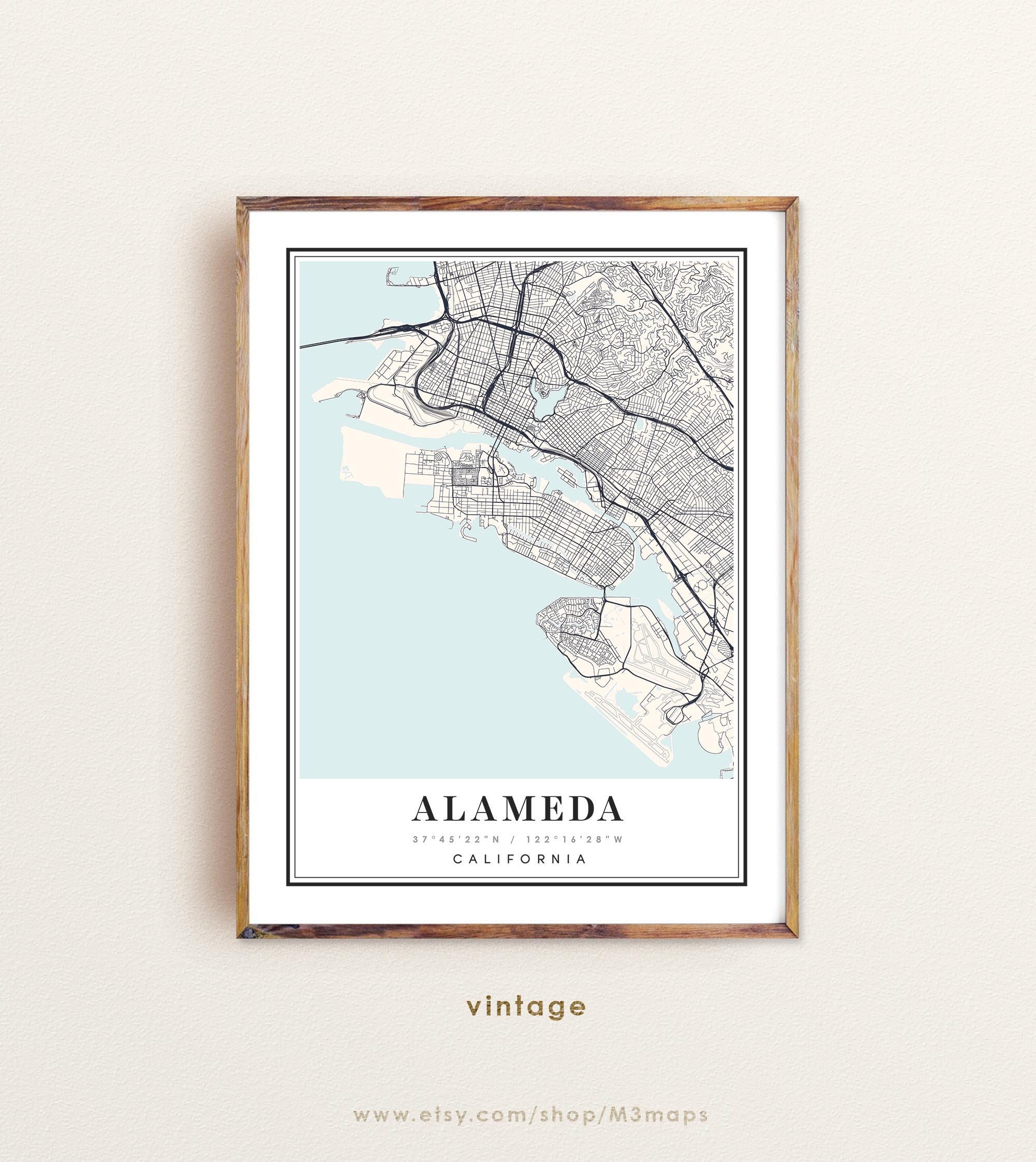 Alameda California map Alameda CA map Alameda city map | Etsy