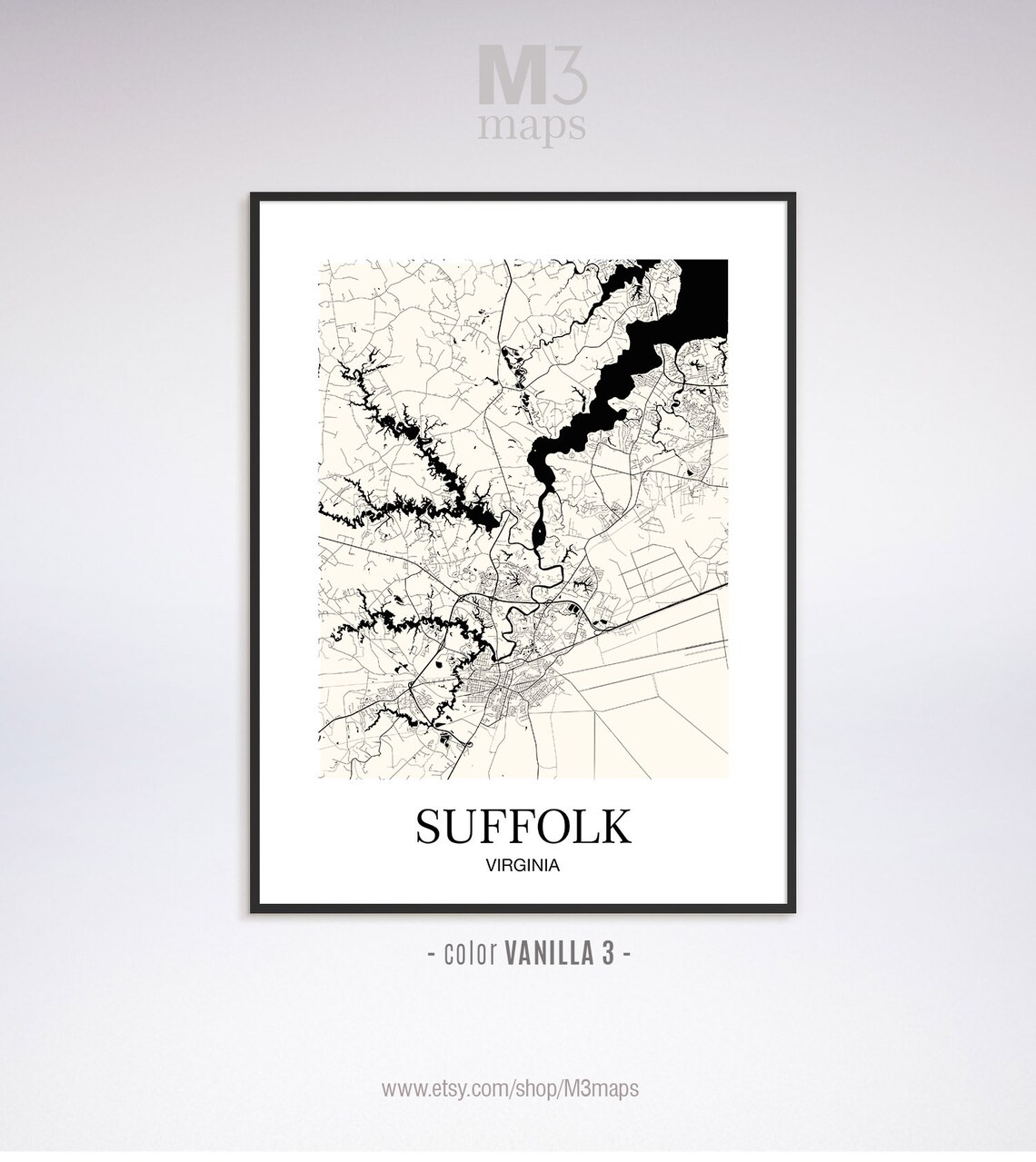 Suffolk Suffolk VA Map Suffolk Modern Art Print Suffolk | Etsy