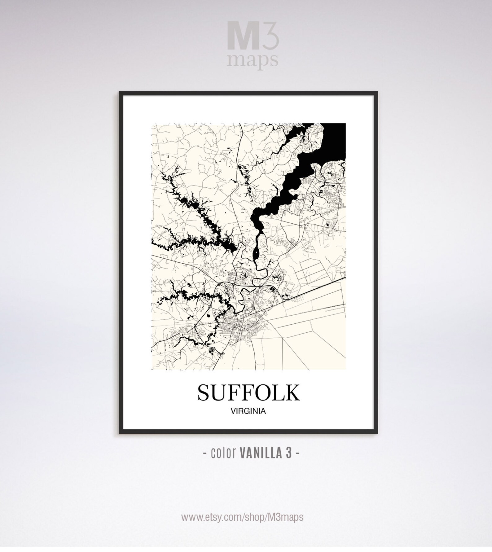 Suffolk Suffolk VA Map Suffolk Modern Art Print Suffolk | Etsy