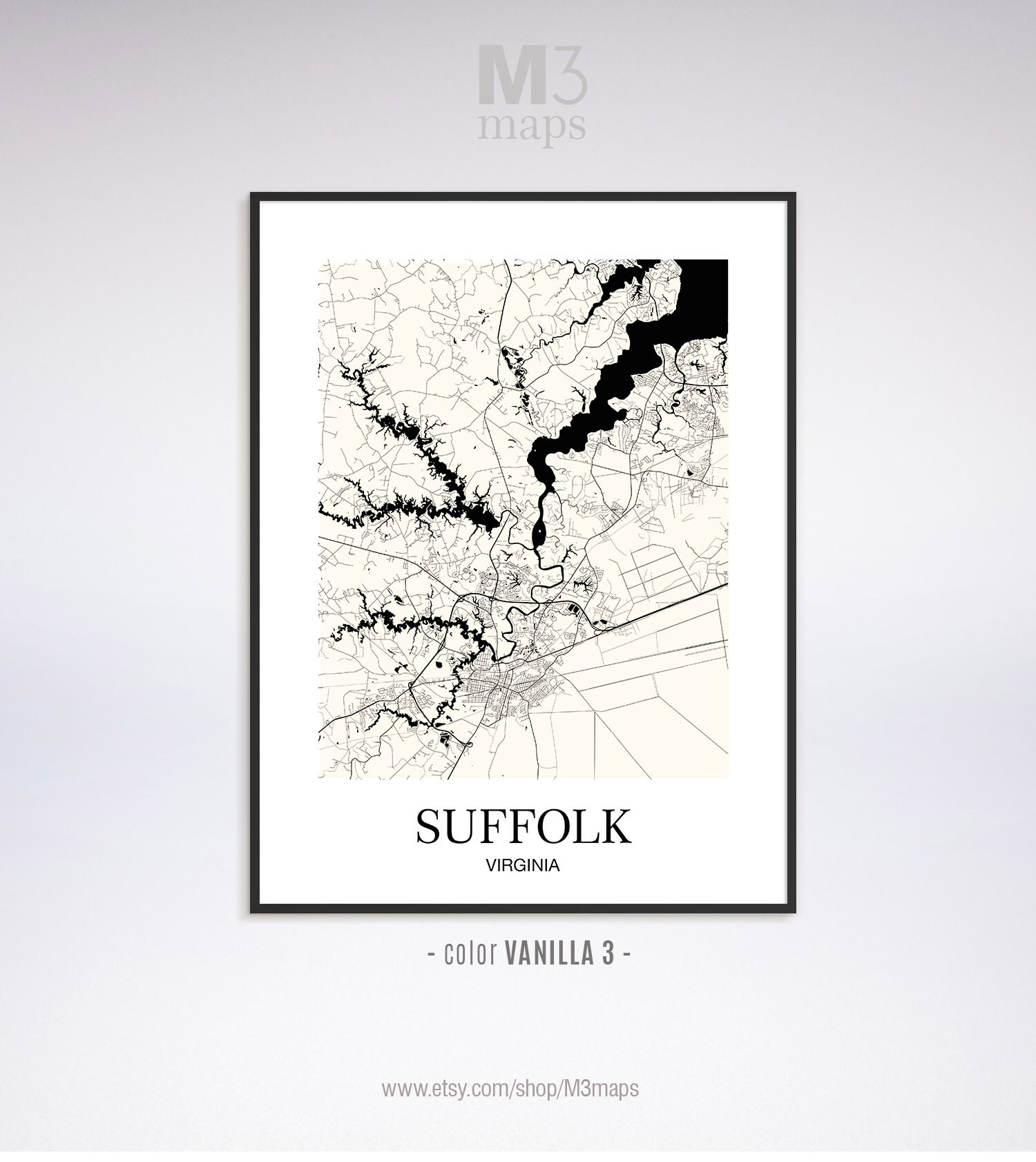 Suffolk Suffolk VA Map Suffolk Modern Art Print Suffolk | Etsy