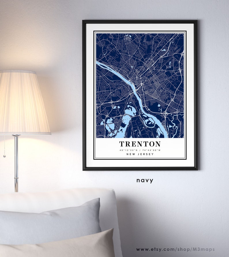Trenton New Jersey Map Trenton NJ Map Trenton City Map - Etsy