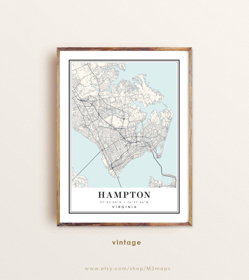 Hampton Virginia Map Hampton VA Map Hampton City Map - Etsy