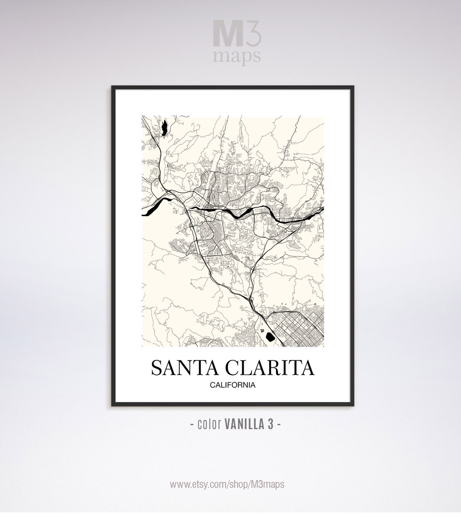 Santa Clarita Santa Clarita CA Map Santa Clarita Modern Art - Etsy