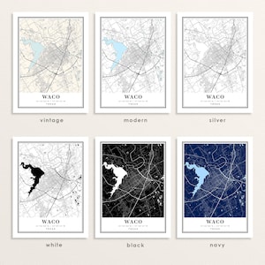 Waco Texas Map, Waco TX Map, Waco City Map, Waco Print, Waco Poster ...