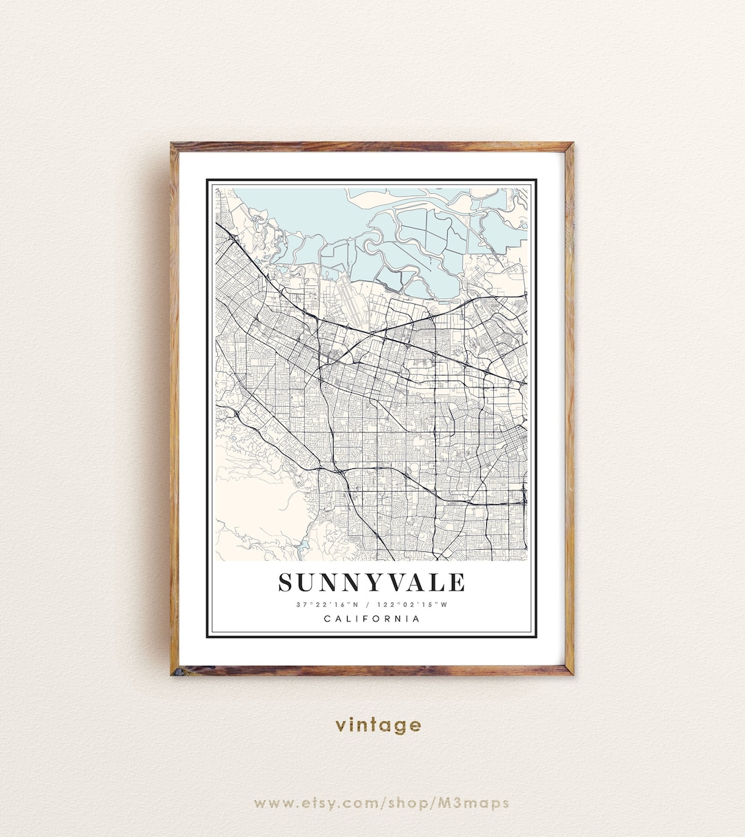 Sunnyvale California Map Art Print: Custom City Map - Etsy