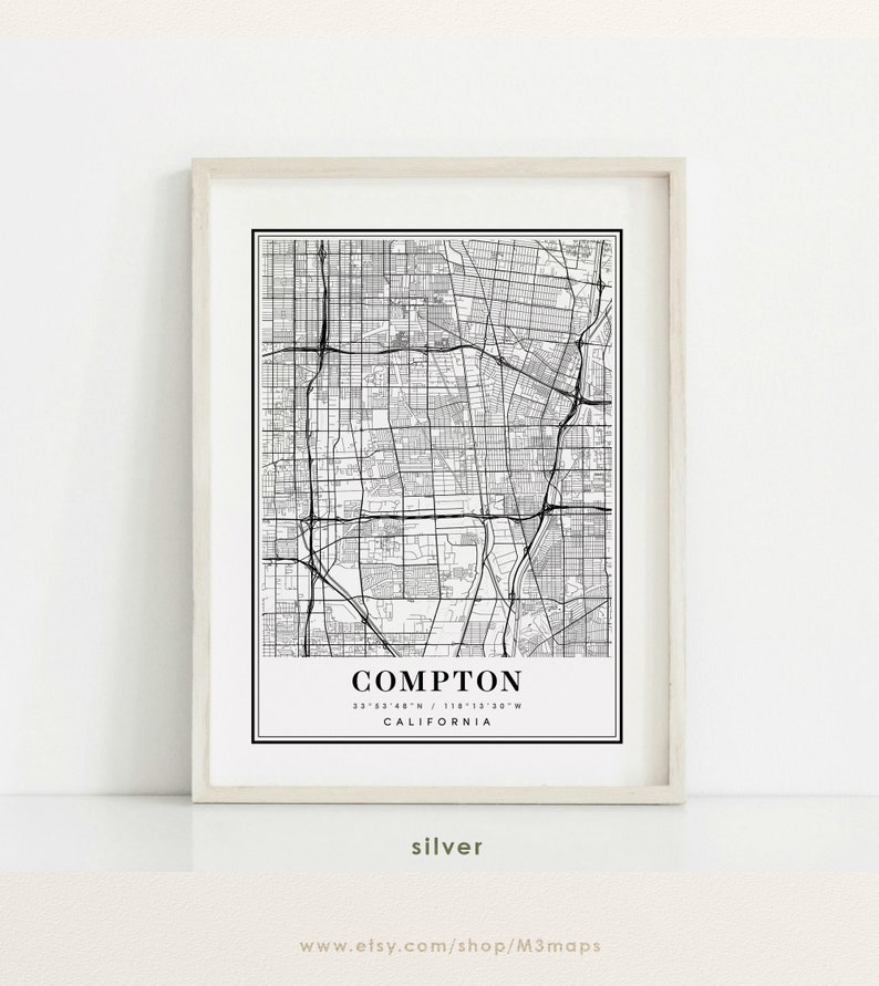 Compton California Map Compton CA Map Compton City Map - Etsy