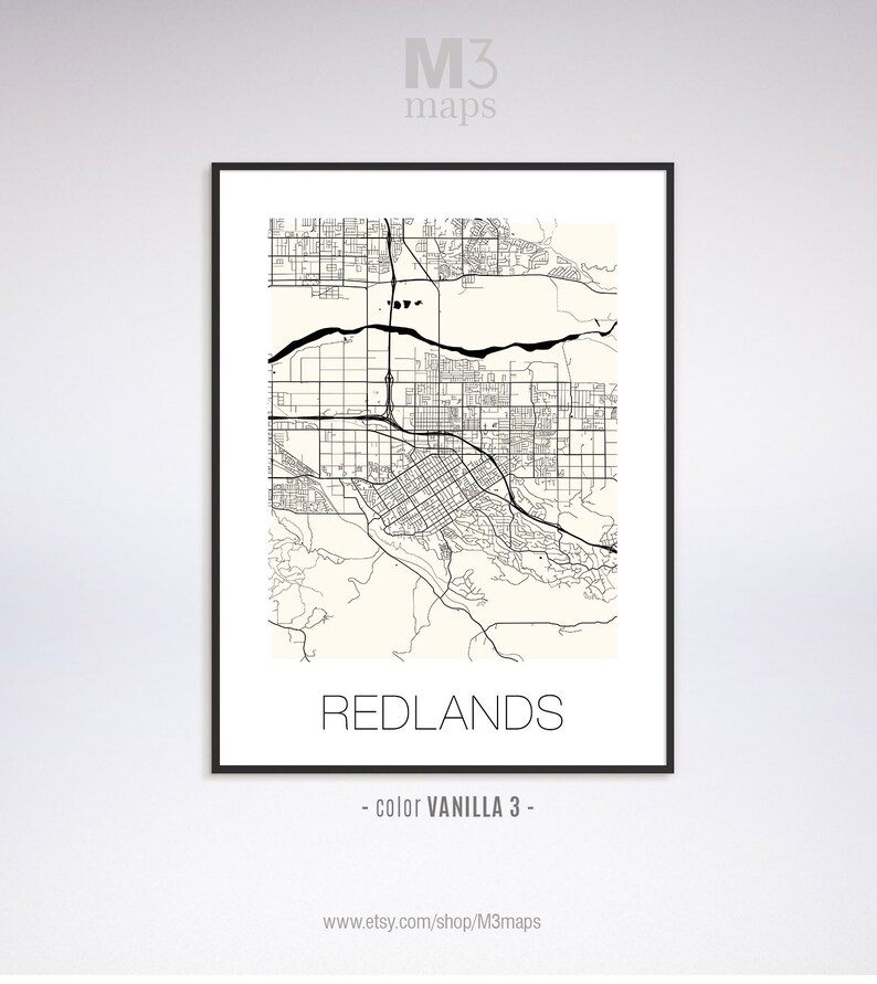 Redlands California Redlands CA Map Redlands Map Redlands | Etsy