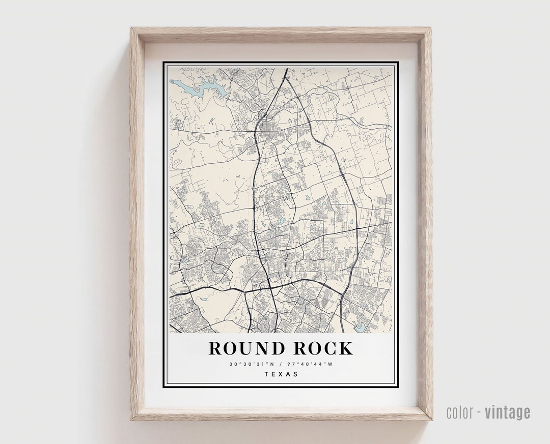 Round Rock TX Map Print Round Rock Texas City Poster Personalized ...
