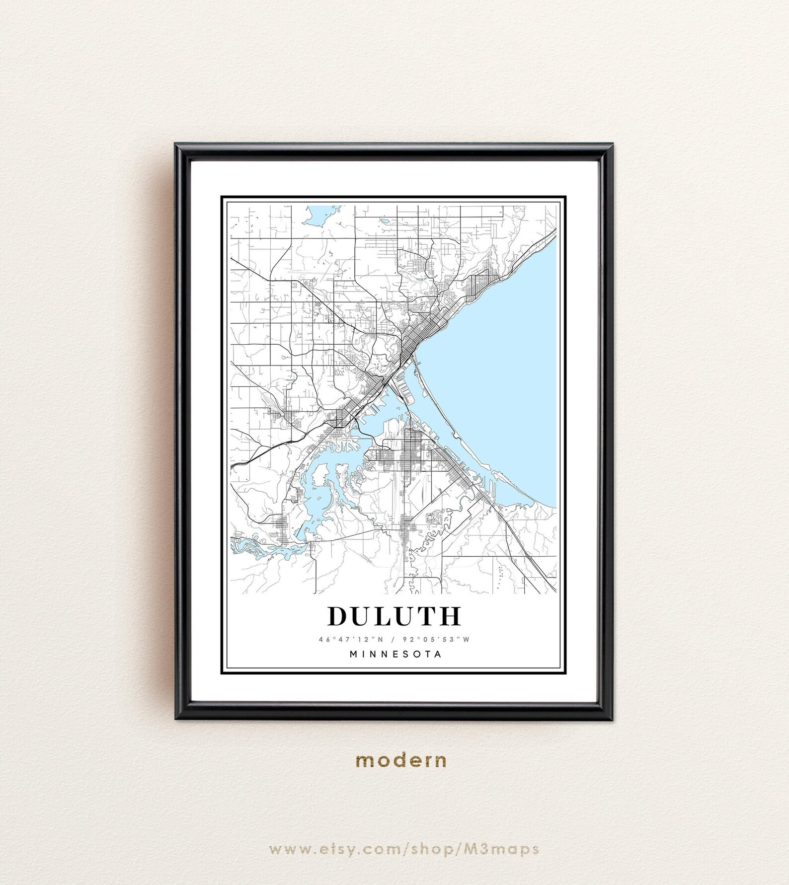 Duluth Minnesota map Duluth MN map Duluth city map Duluth | Etsy