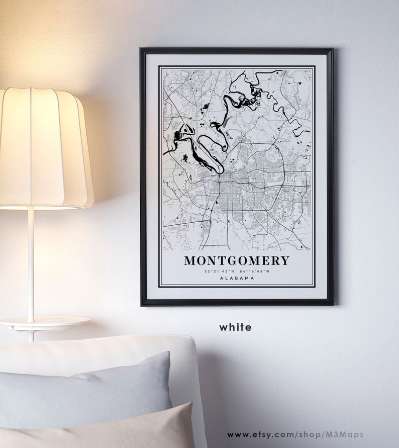 Montgomery Alabama Map Montgomery AL Map Montgomery City - Etsy