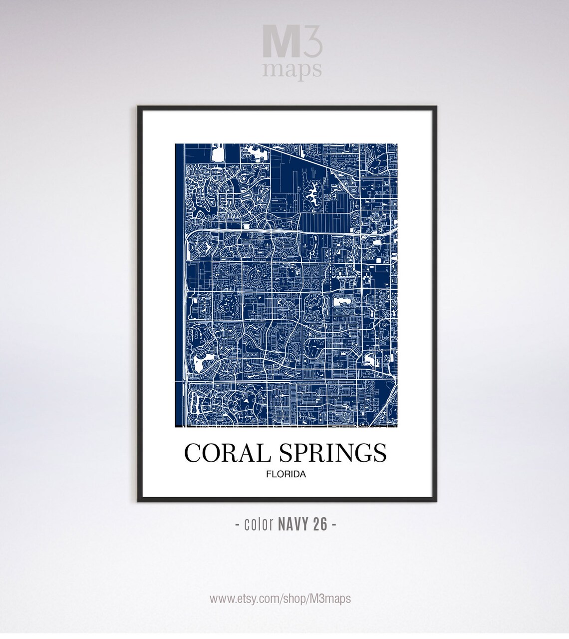 Coral Springs Coral Springs FL Map Coral Springs Modern Art - Etsy