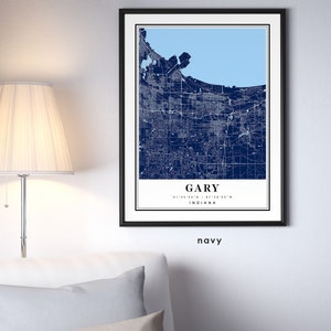 Gary Indiana Map, Gary IN Map, Gary City Map, Gary Print, Gary Poster ...