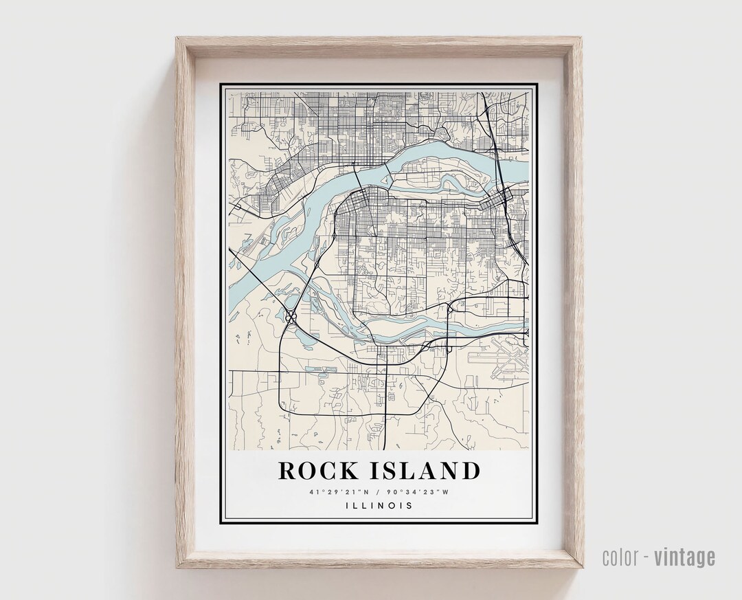 Rock Island IL Map Print - Rock Island Illinois City Poster ...