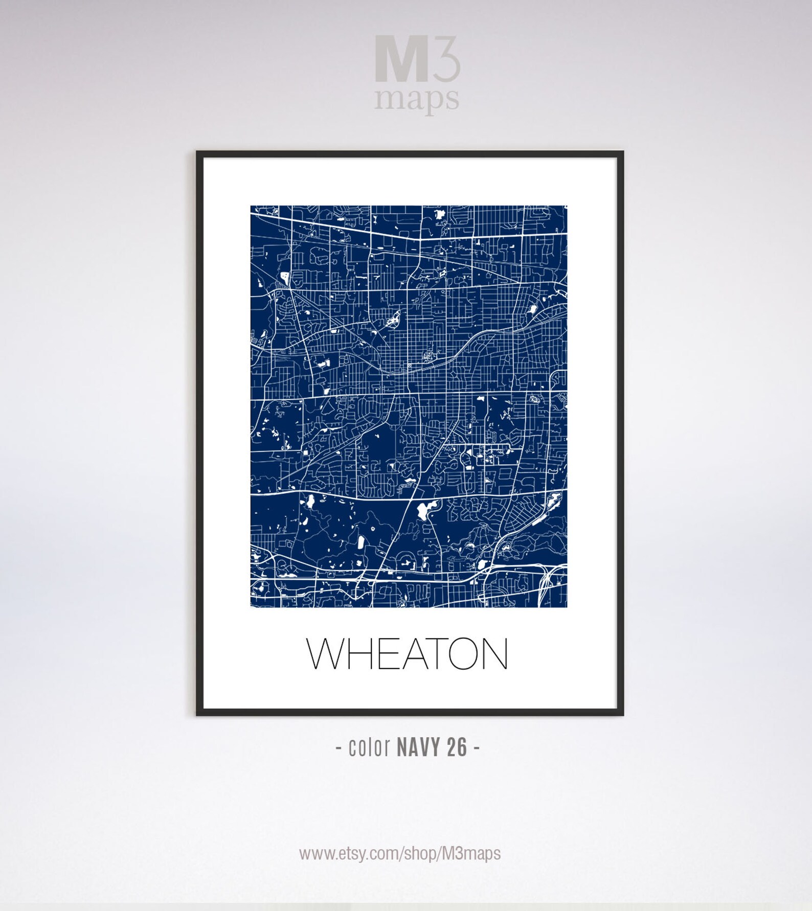 Wheaton Illinois Wheaton IL Map Wheaton Map Wheaton Print | Etsy