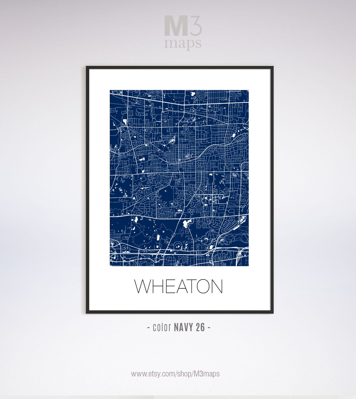 Wheaton Illinois Wheaton IL Map Wheaton Map Wheaton Print | Etsy