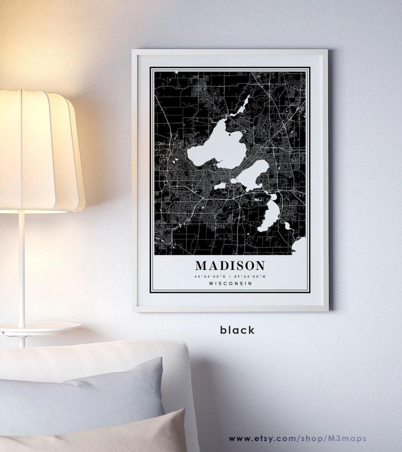 Madison Wisconsin Map Madison WI Map Madison City Map - Etsy