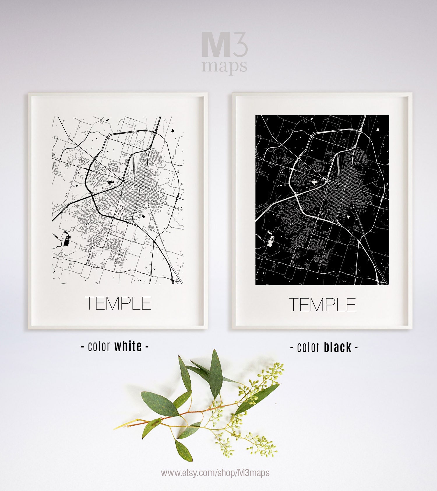 Temple Texas Temple TX Map Temple Map Temple Print Temple - Etsy