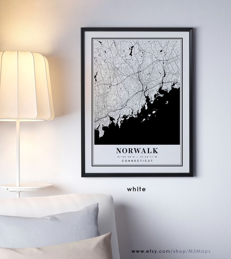 Norwalk Connecticut Map Norwalk CT Map Norwalk City Map - Etsy