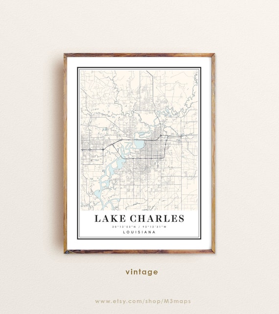 Lake Charles Louisiana Map Lake Charles LA Map Lake Charles | Etsy