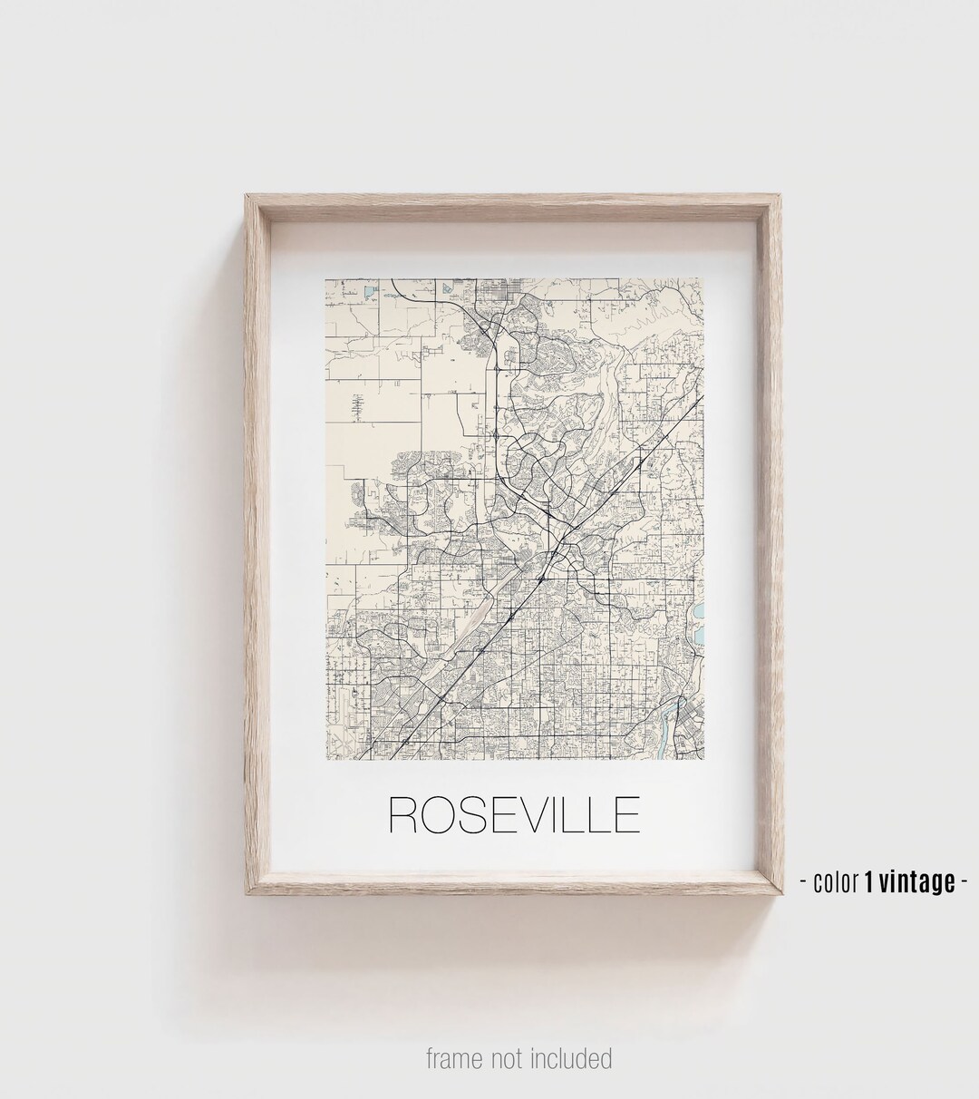 ROSEVILLE CA City Map Poster, Roseville California Street Map Print ...
