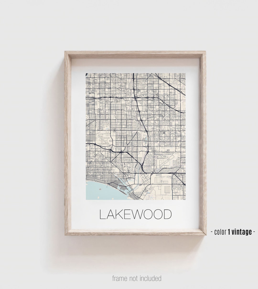 LAKEWOOD CA City Map Poster, Lakewood California Street Map Print ...