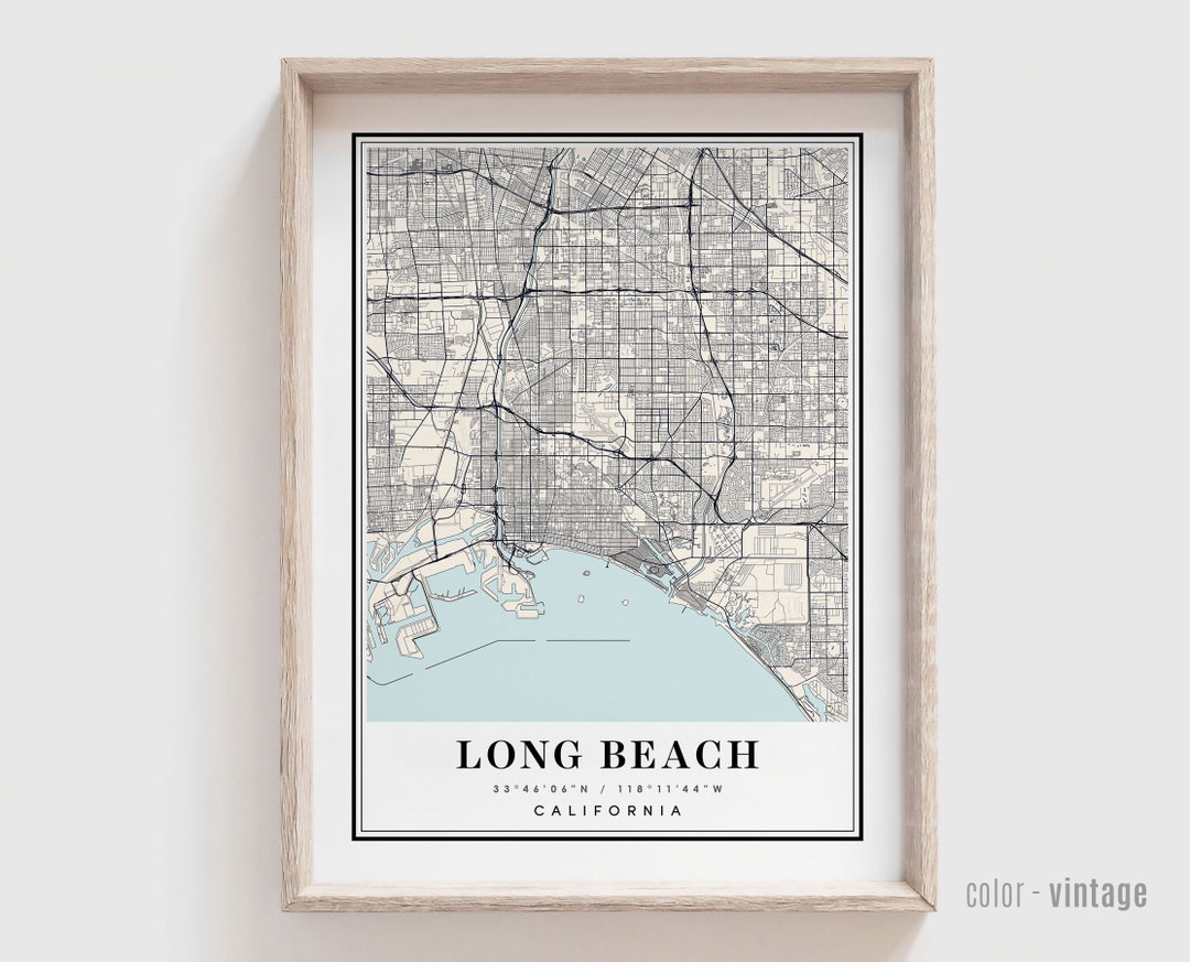 Long Beach CA Map Print: Modern City Art Poster - Etsy