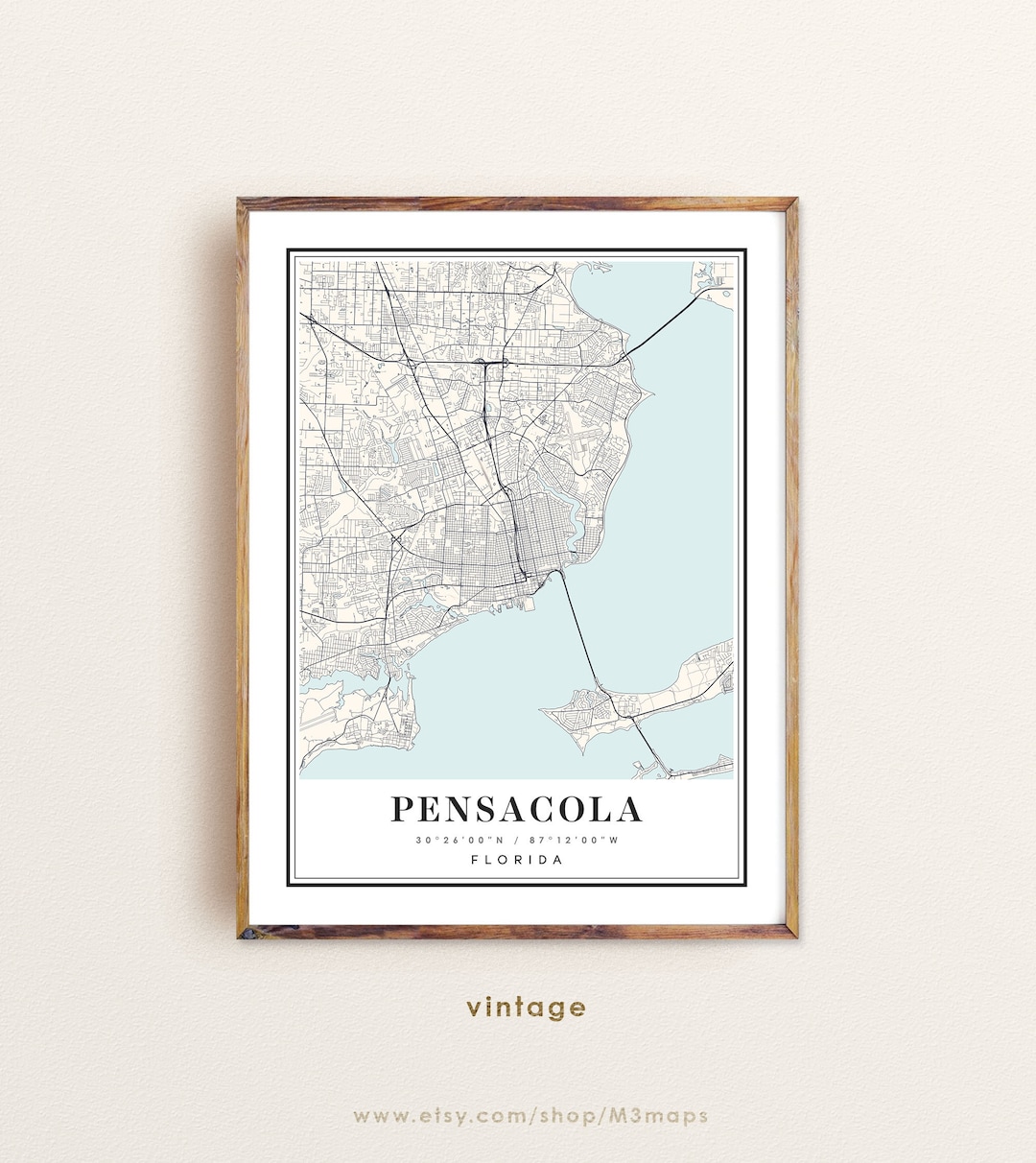 Pensacola Florida Map Pensacola FL Map Pensacola City Map - Etsy