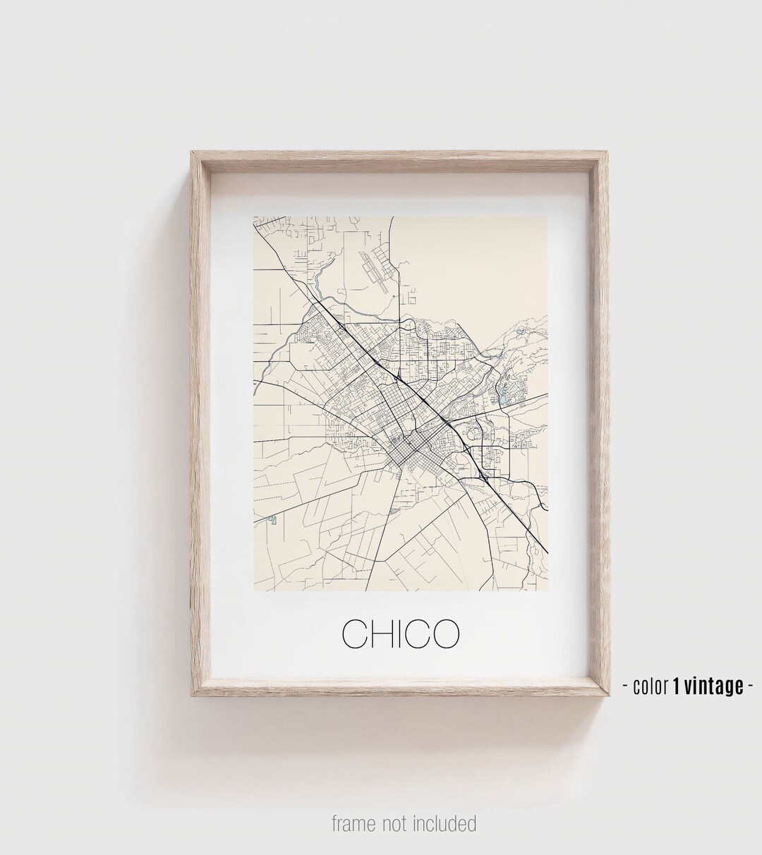 CHICO CA City Map Poster, Chico California Street Map Print ...