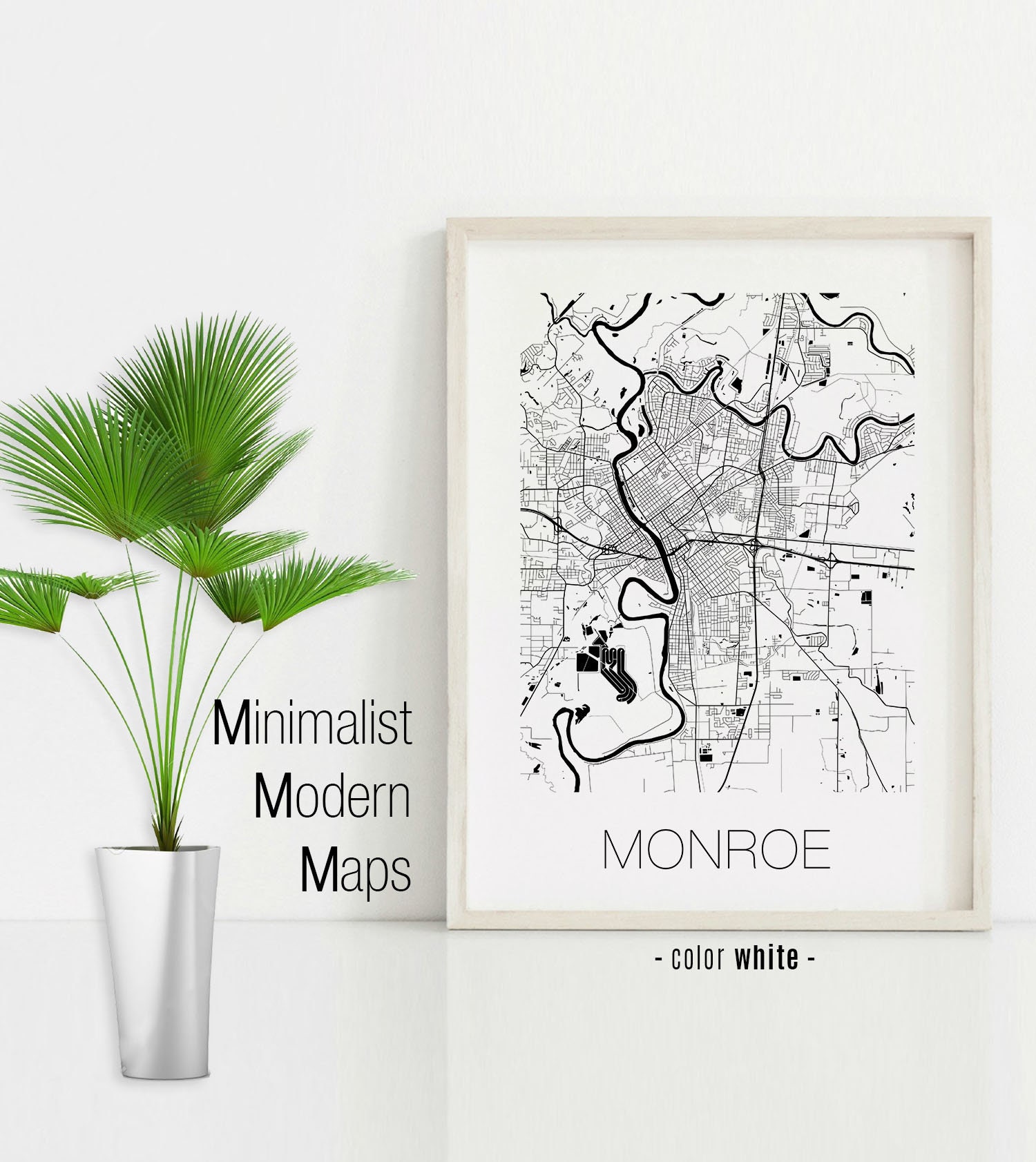 Monroe Louisiana Monroe LA map Monroe map Monroe print | Etsy