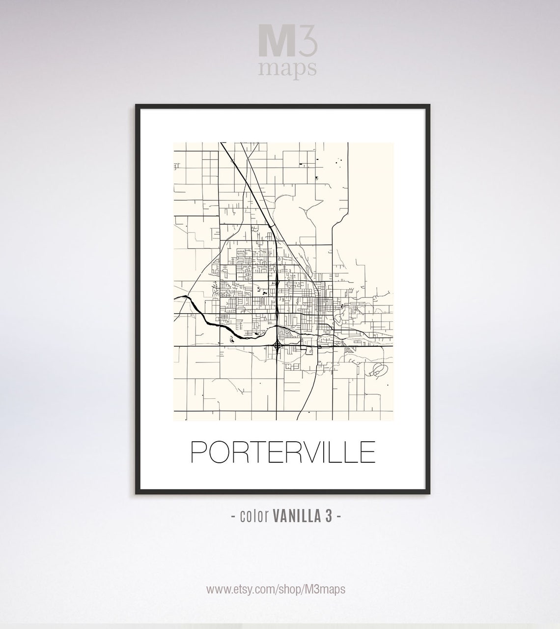 Porterville California Porterville CA map Porterville map | Etsy