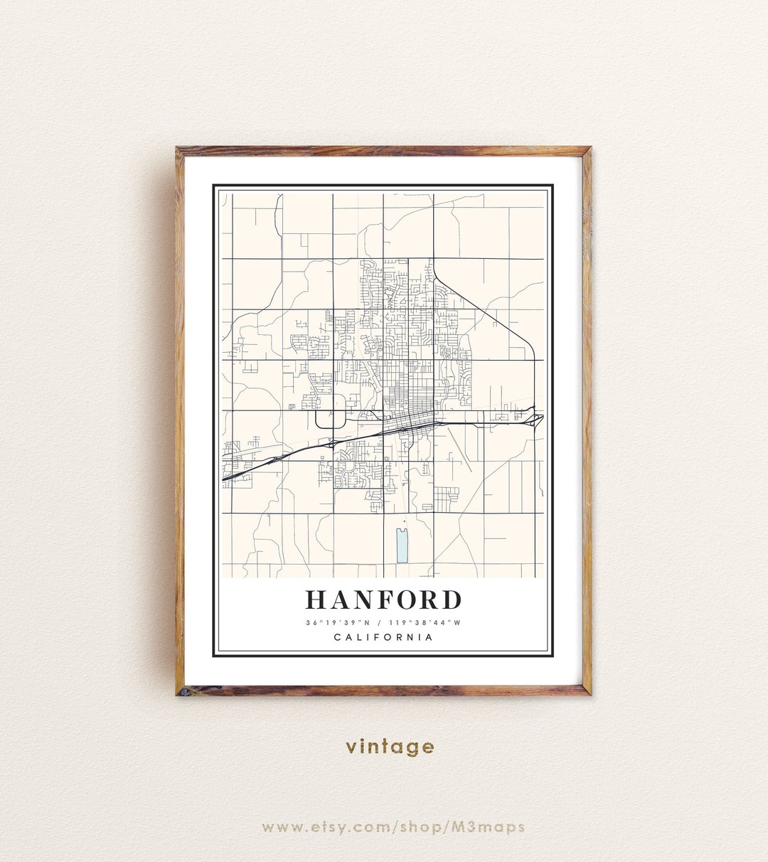 Hanford California Map, Hanford CA Map, Hanford City Map, Hanford Print ...