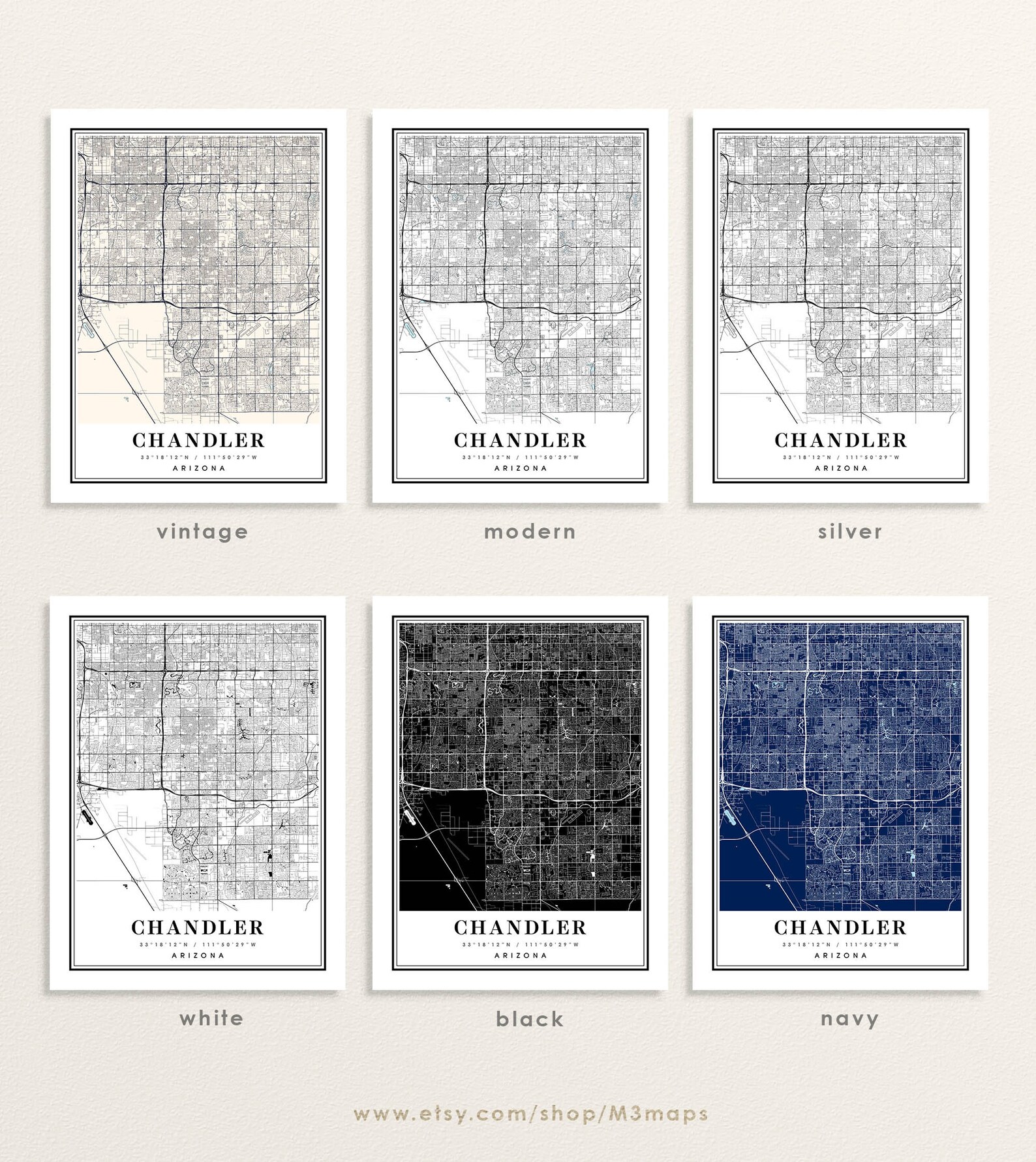 Chandler Arizona Map Chandler AZ Map Chandler City Map - Etsy
