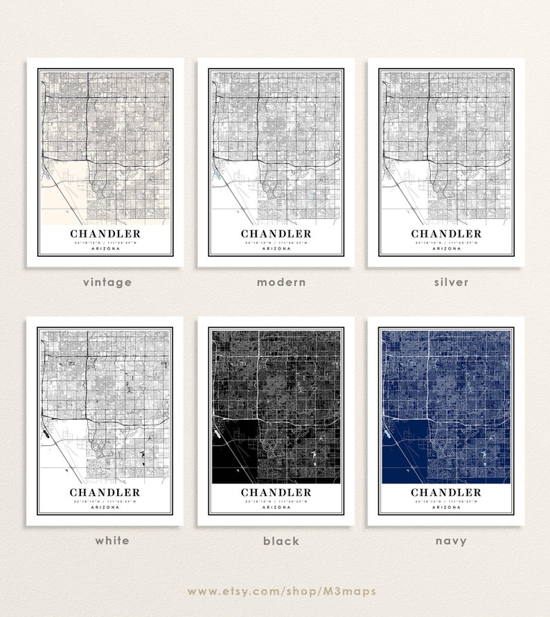 Chandler Arizona Map Chandler AZ Map Chandler City Map - Etsy