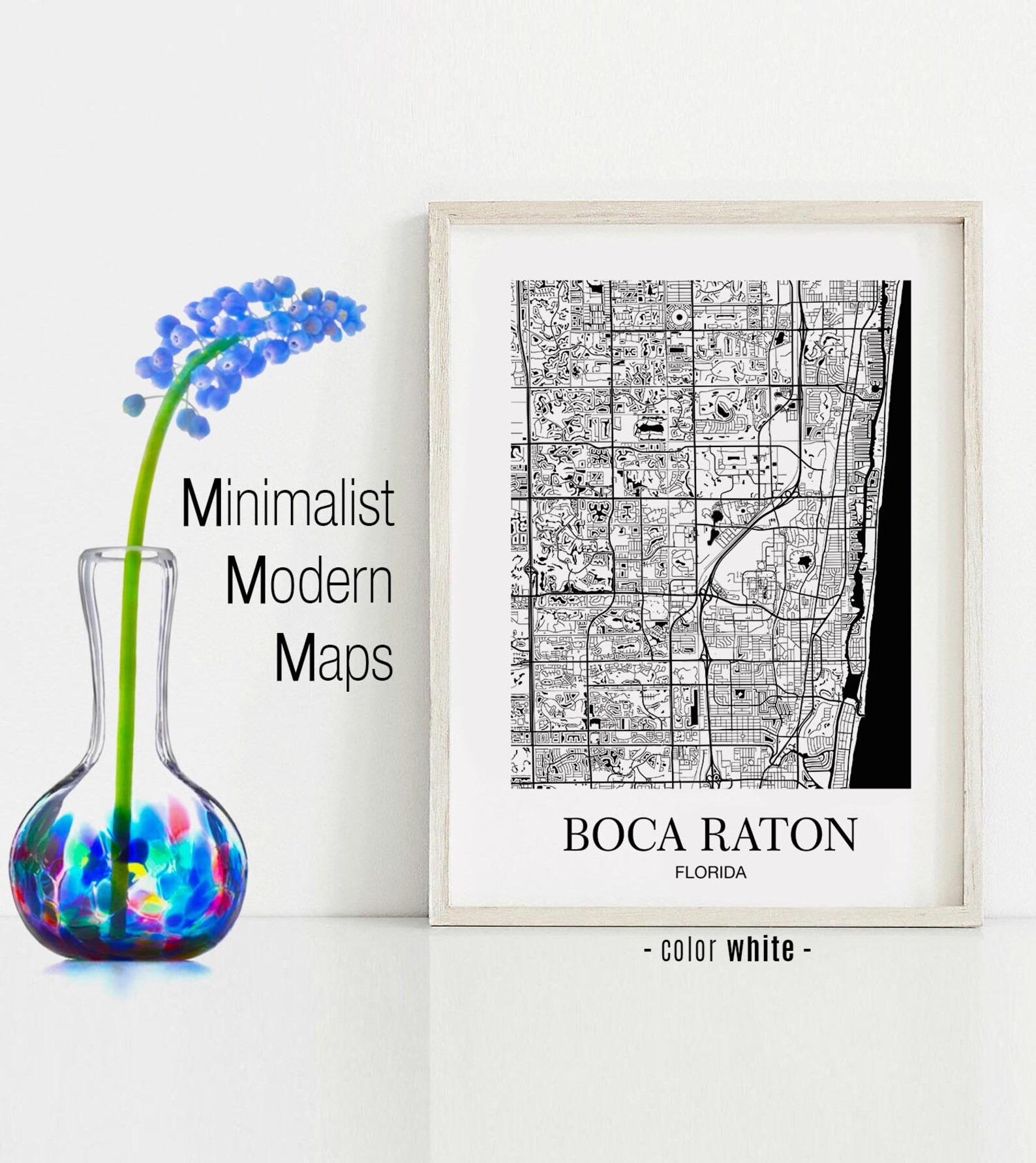 Boca Raton Boca Raton FL Map Boca Raton Modern Art Print - Etsy