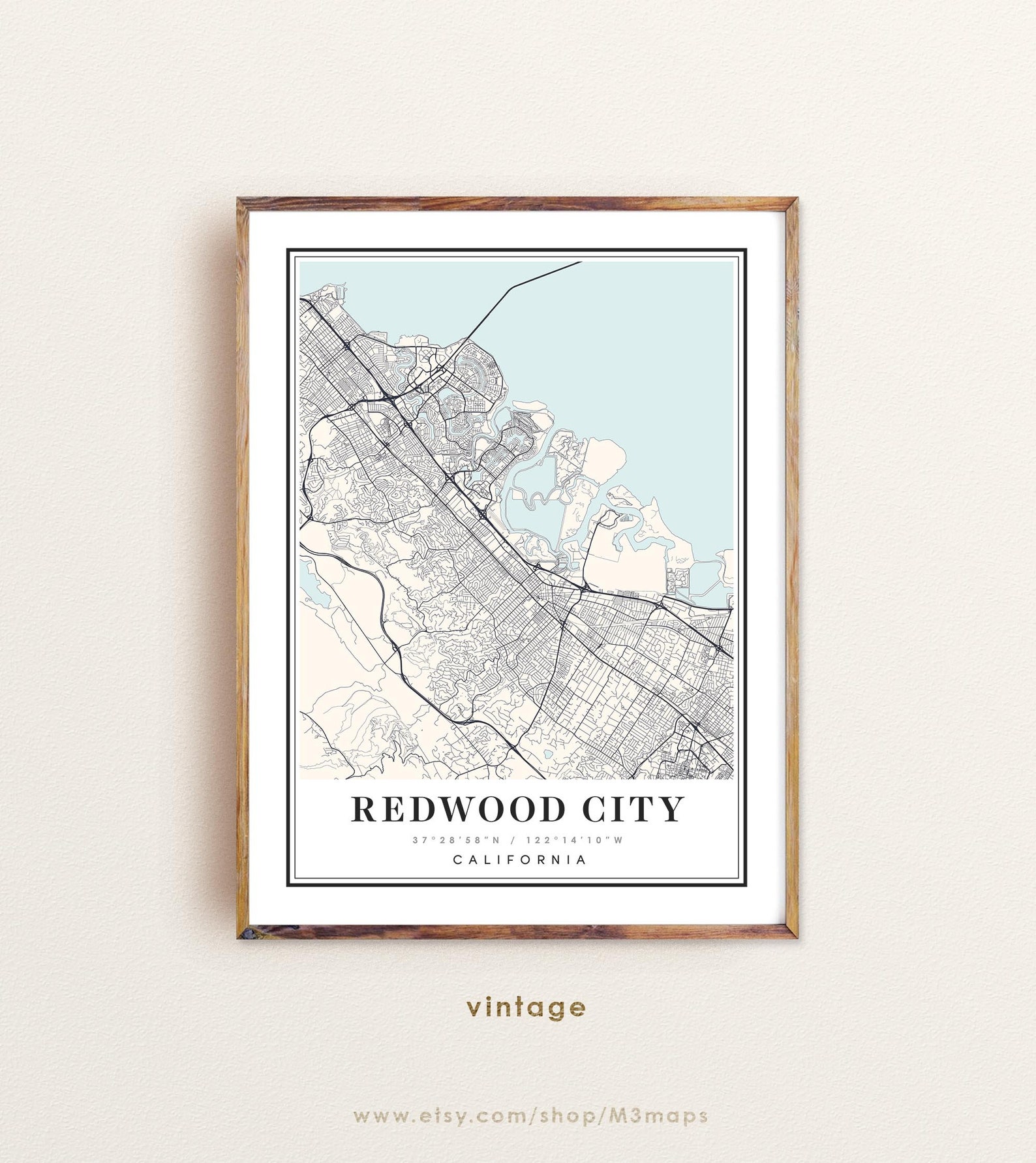 Redwood City California map Redwood City CA map Redwood City | Etsy