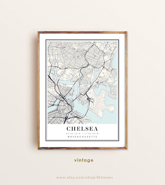 Chelsea Massachusetts Map Chelsea MA Map Chelsea City Map | Etsy