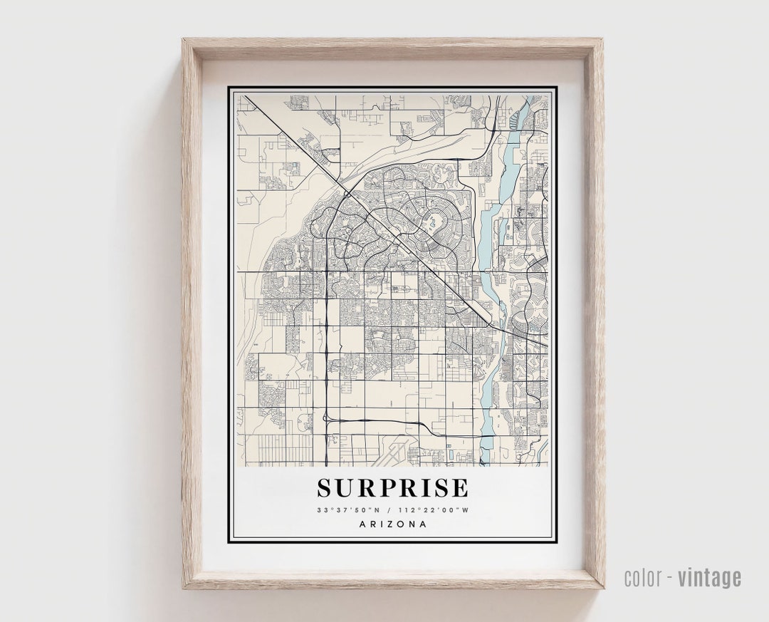 Surprise AZ Map Print - Surprise Arizona City Poster - Personalized ...