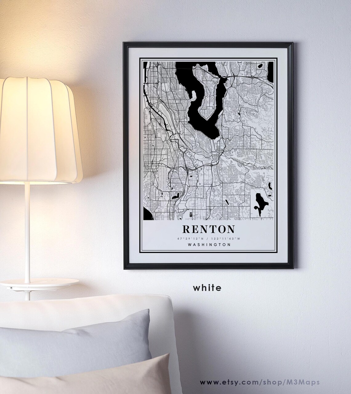 Renton Washington map Renton WA map Renton city map Renton | Etsy