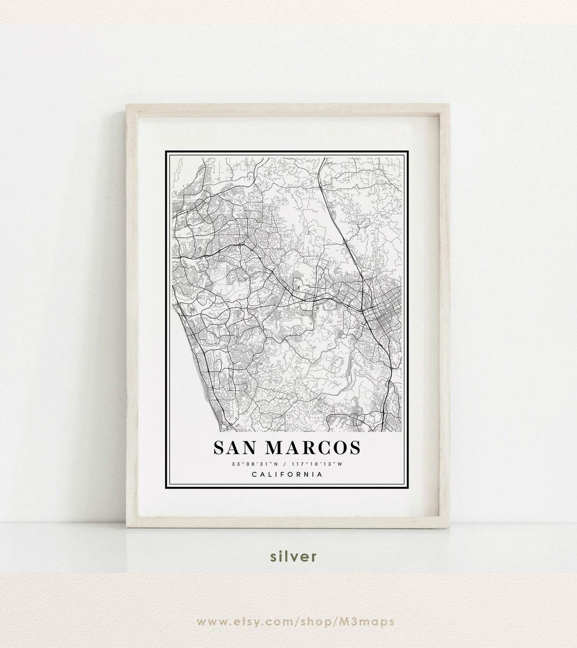 San Marcos California Map San Marcos CA Map San Marcos City | Etsy