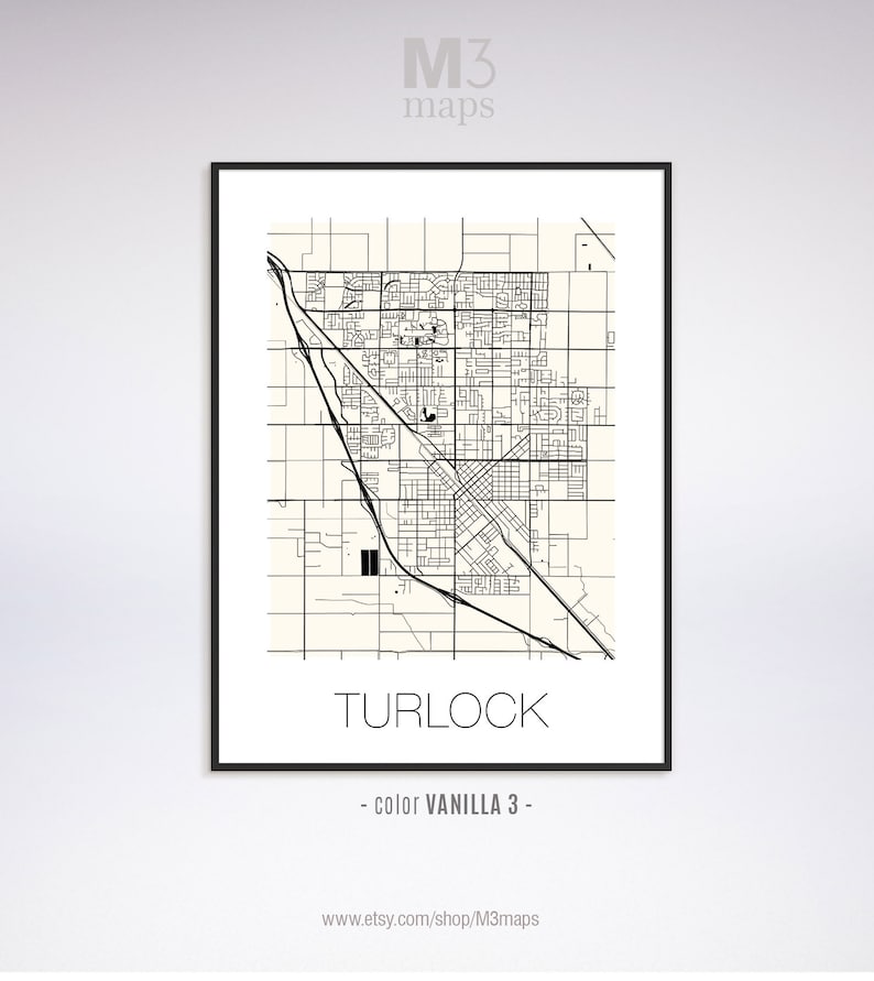 Turlock California Turlock CA Map Turlock Map Turlock - Etsy