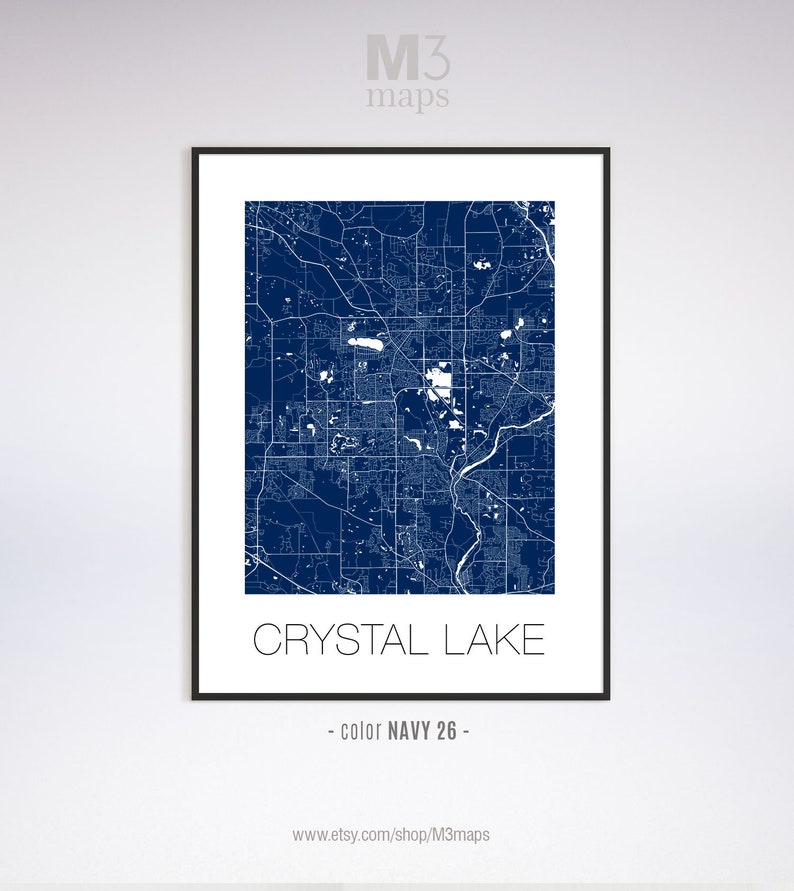 Crystal Lake Illinois Crystal Lake IL Map Crystal Lake Map - Etsy