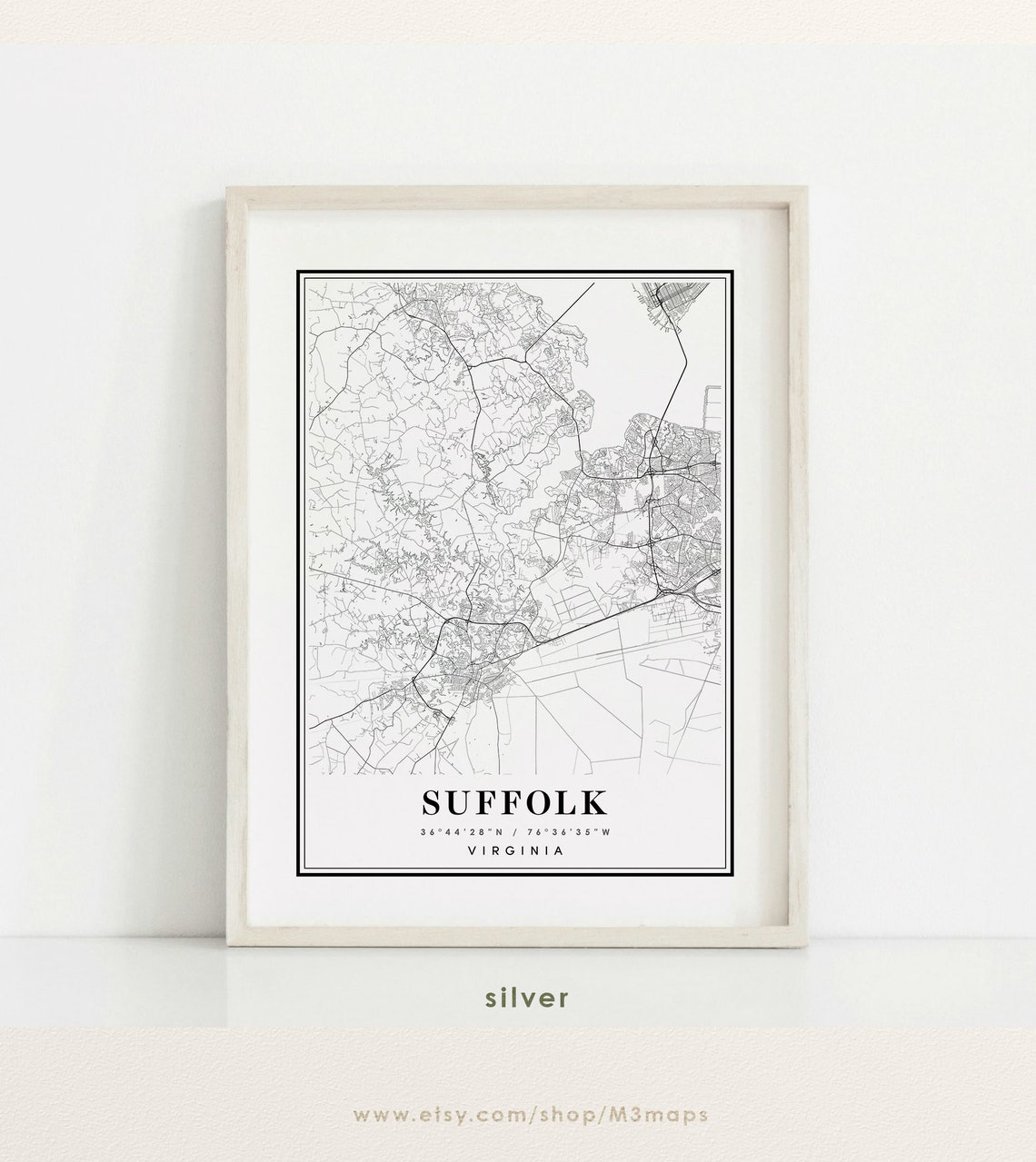 Suffolk Virginia Map Suffolk VA Map Suffolk City Map | Etsy