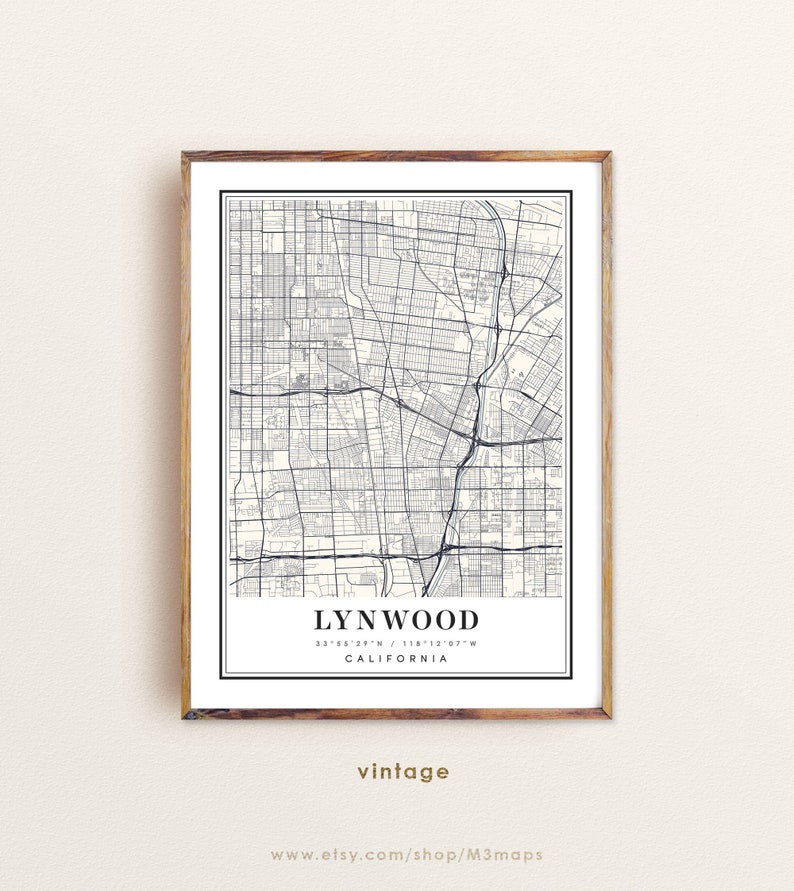 Lynwood California Map Lynwood CA Map Lynwood City Map - Etsy