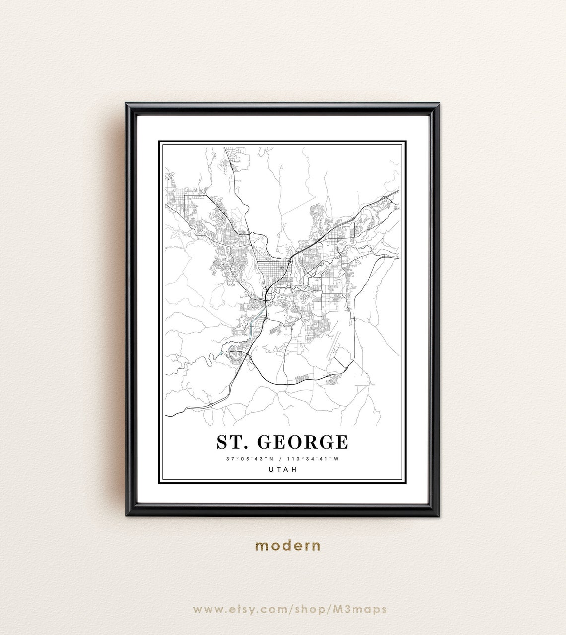 Saint George Utah Map St. George UT Map St George City Map | Etsy