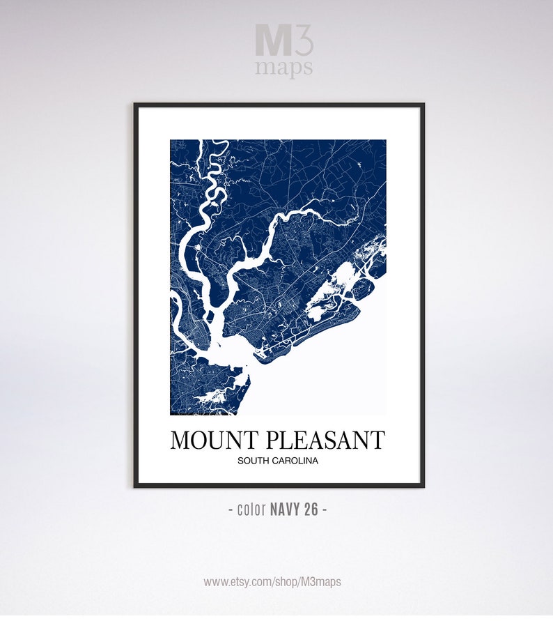 Mount Pleasant Mount Pleasant SC Map Mount Pleasant Modern - Etsy